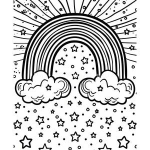 Rainbow Coloring Page for Kids, Instant Download, Coloring Book ...