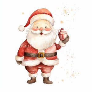 Santa Claus Watercolor Clipart Bundle, Cute Santa Claus, Winter Holiday ...