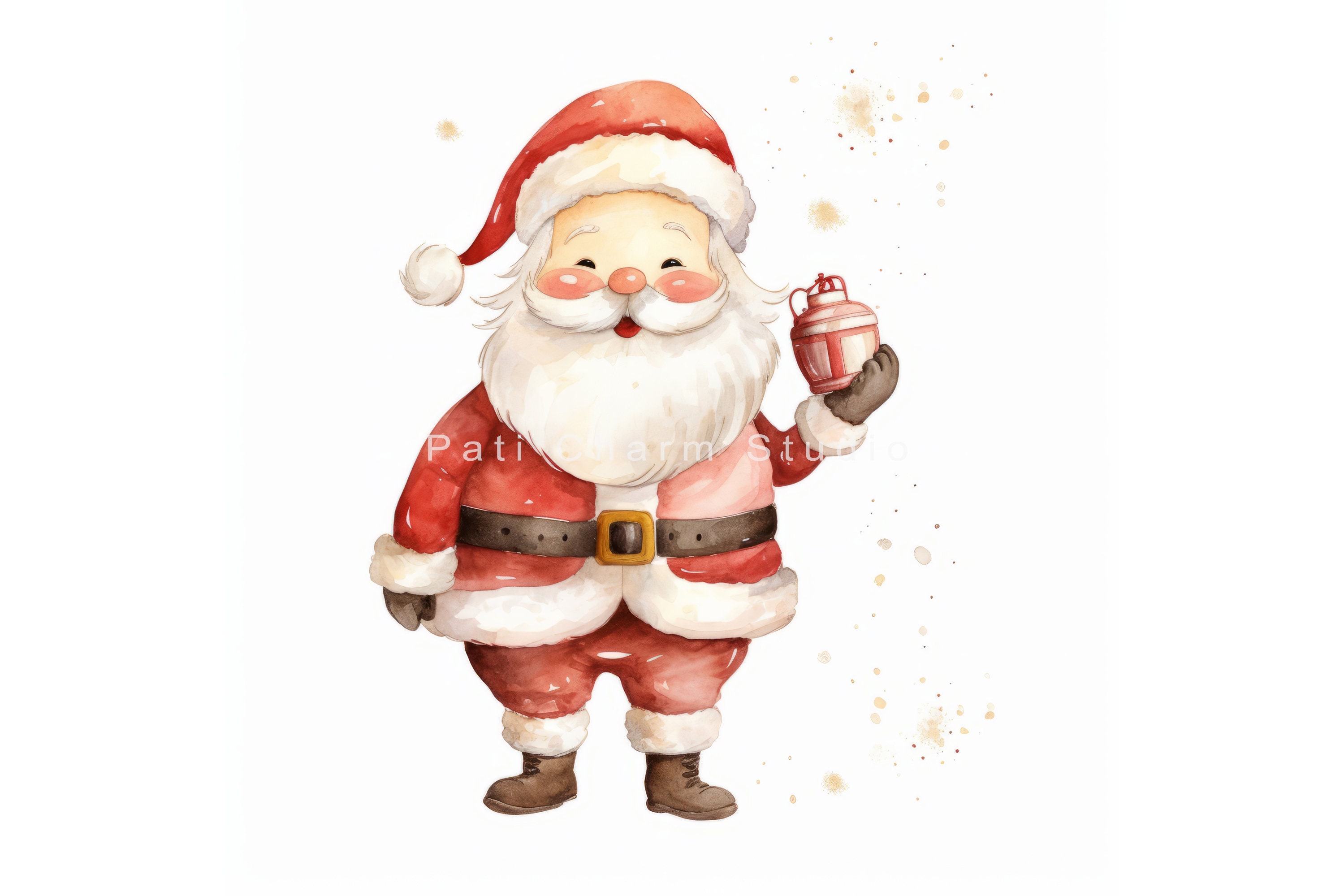 Santa Claus Watercolor Clipart Bundle, Cute Santa Claus, Winter Holiday ...