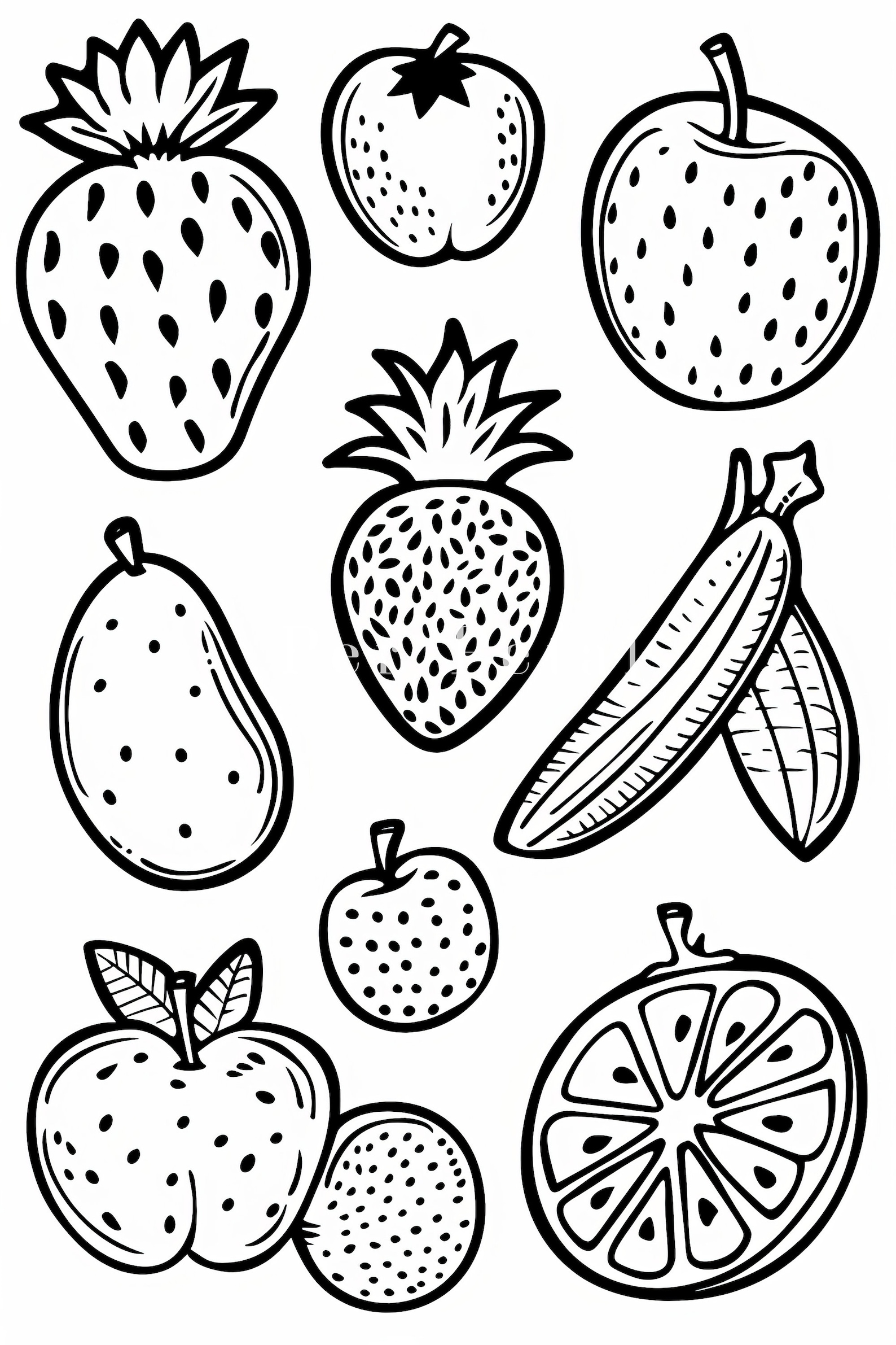 Fruits Coloring Page for Kids, Instant Download, Coloring Book, Digital ...