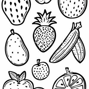 Fruits Coloring Page for Kids, Instant Download, Coloring Book, Digital ...