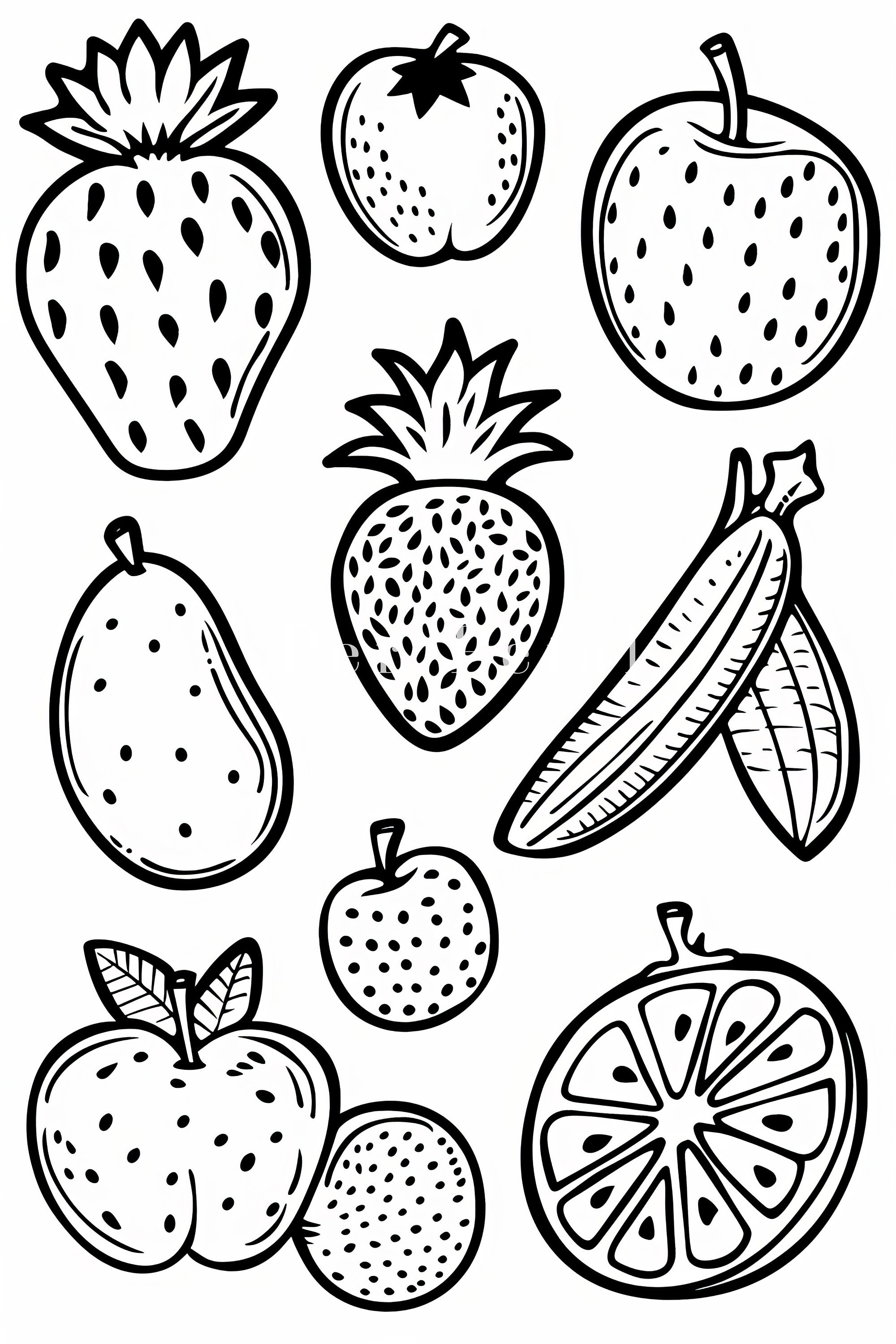 Fruits Coloring Page for Kids, Instant Download, Coloring Book, Digital ...