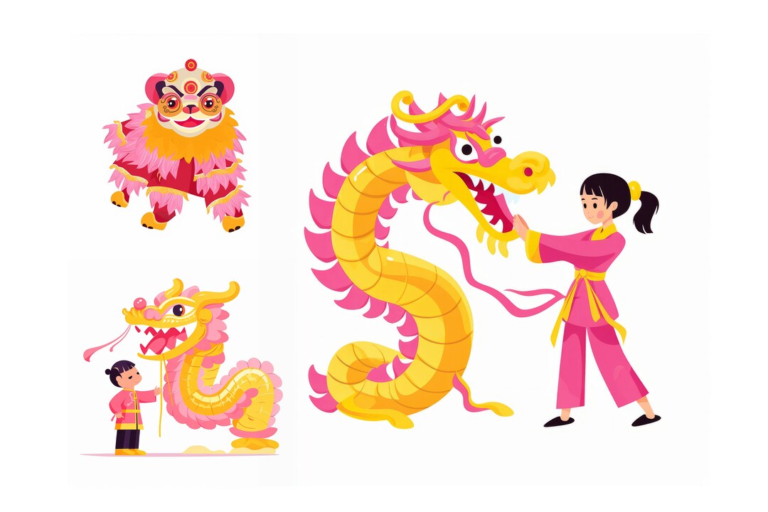 Chinese Dragon Clipart Bundle, Chinese New Year Clipart, New Year 2024 ...