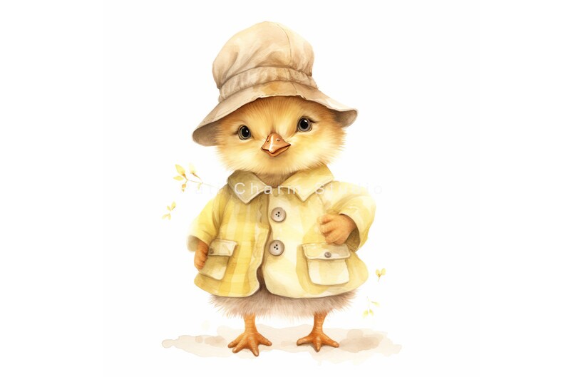 Watercolor Easter Chicken Clipart Set, Digital Planner, Cute Little ...