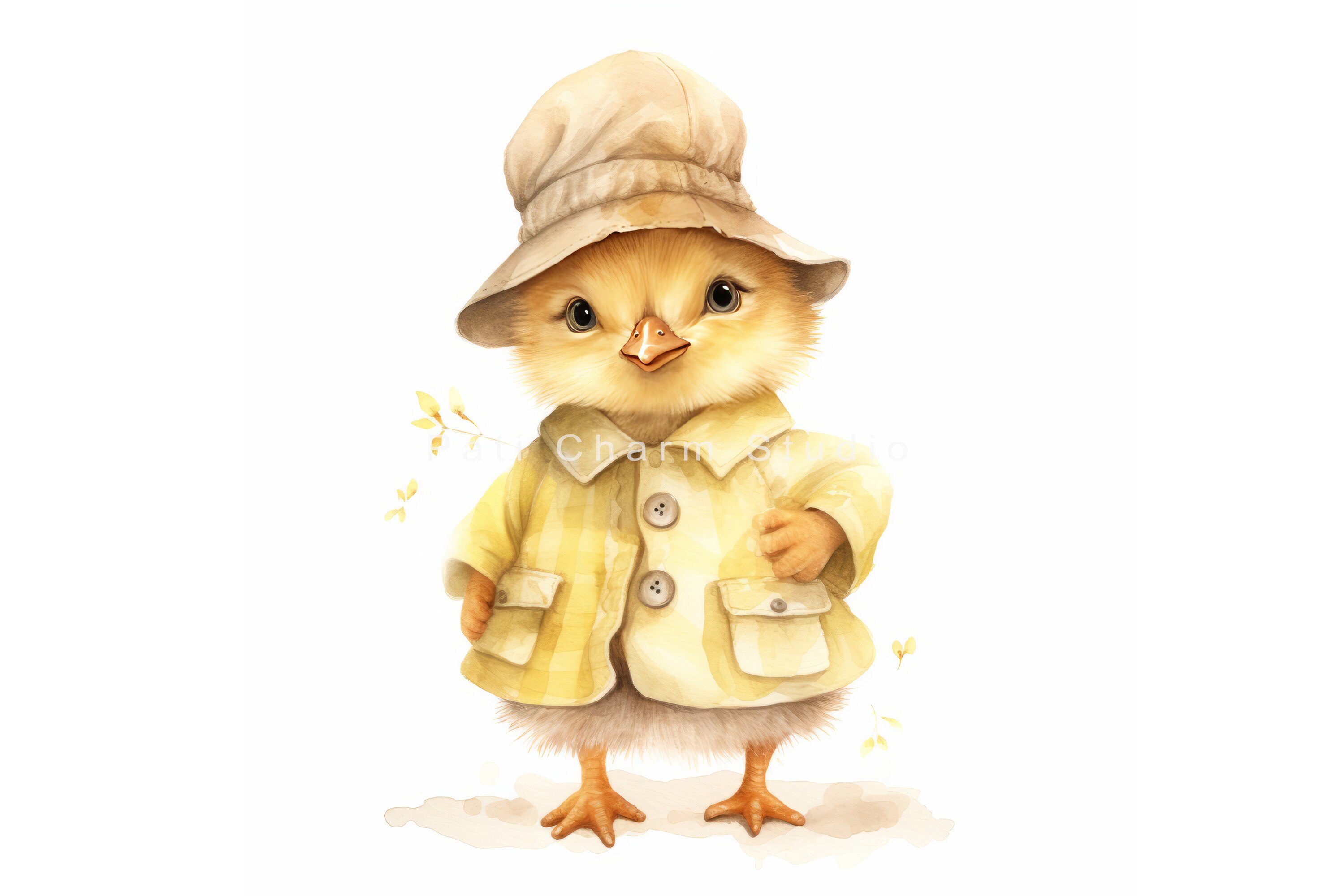 Watercolor Easter Chicken Clipart Set, Digital Planner, Cute Little ...