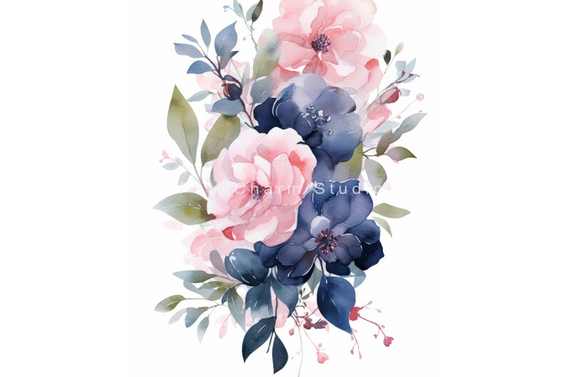 Watercolor Flower Clipart Bundle, Digital Download, Wedding Clipart ...