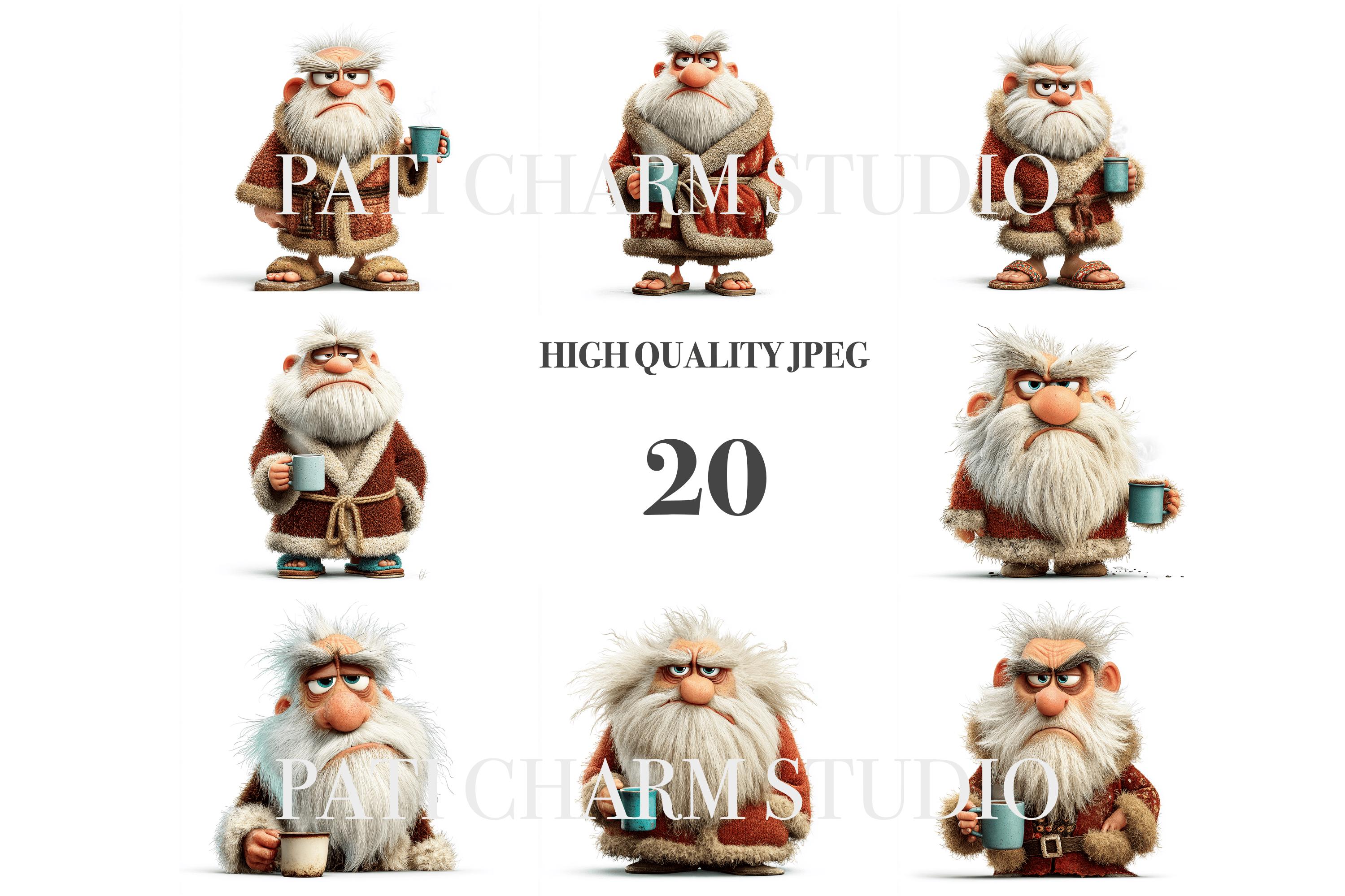 Funny Santa Clipart Bundle, Grumpy Santa Claus Coffee Mornings ...