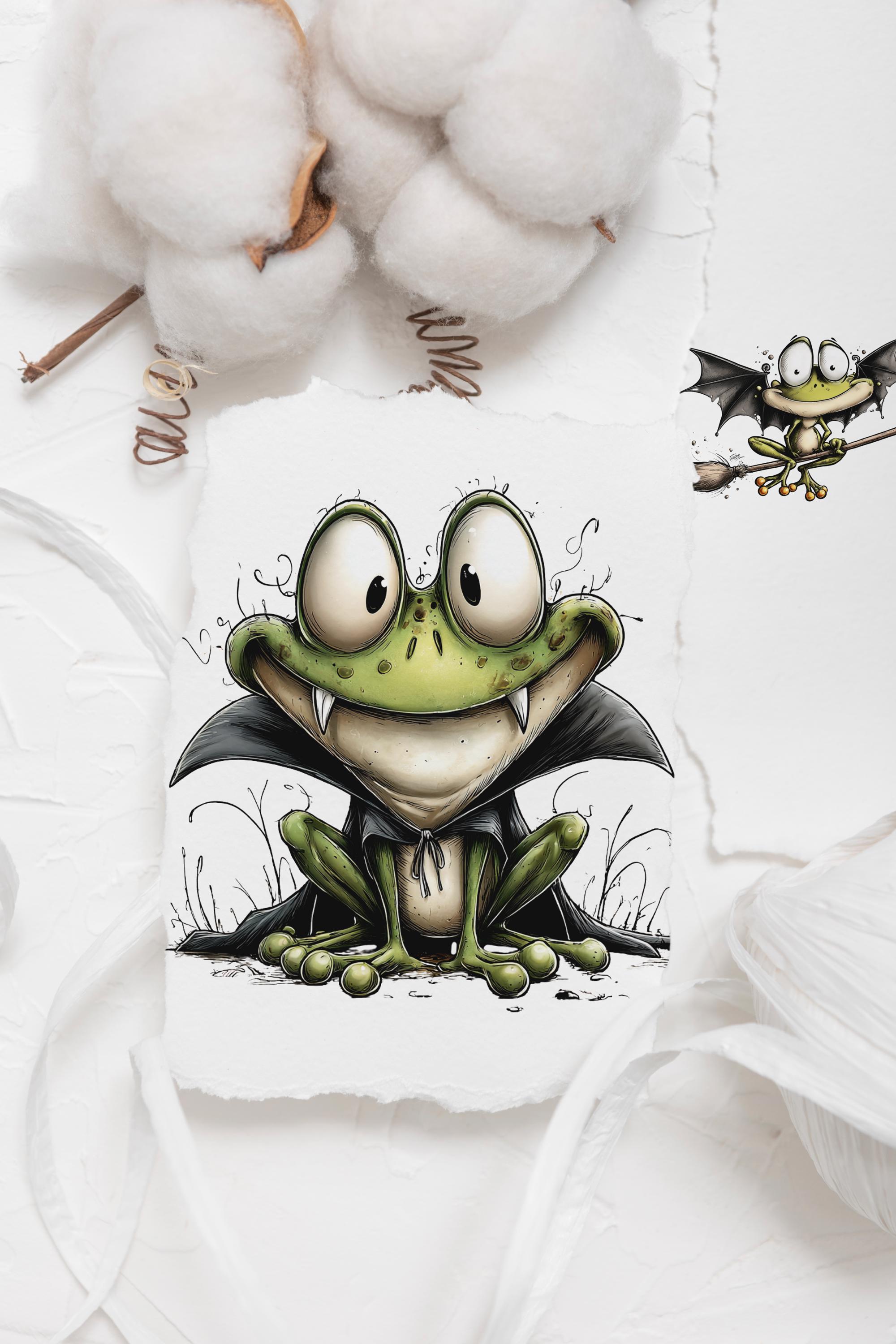 12 Halloween Frog Clipart PNG + Video, Funny Spooky Season Frog Bundle ...