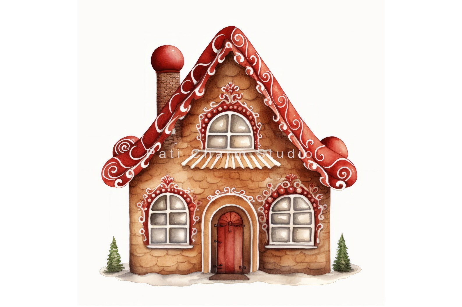 Christmas Gingerbread House Clipart Bundle, Jpgs, Watercolor Clipart ...