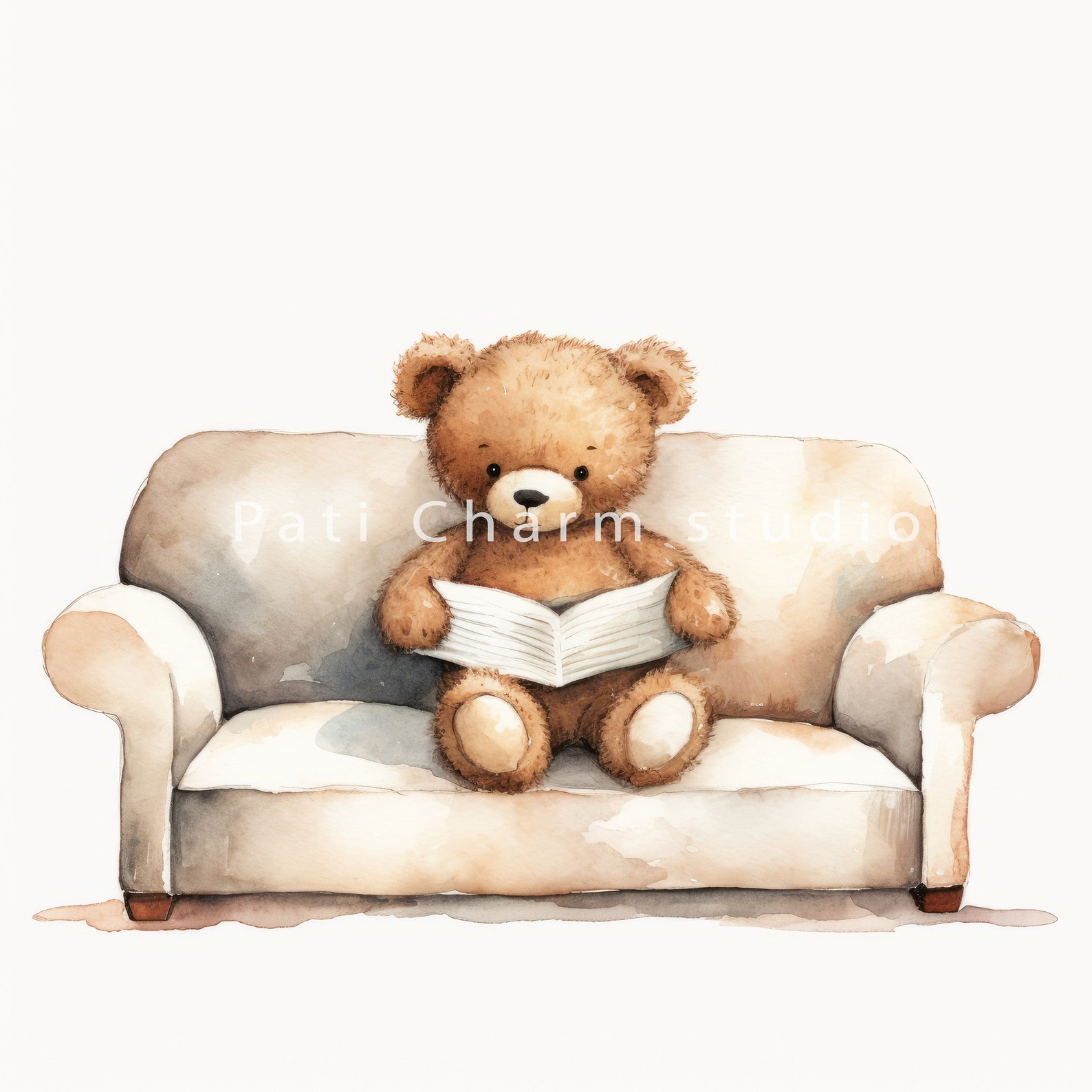 Cozy Teddy Bear Clipart, High Resolution JPG, Nursery Clipart Bundle ...