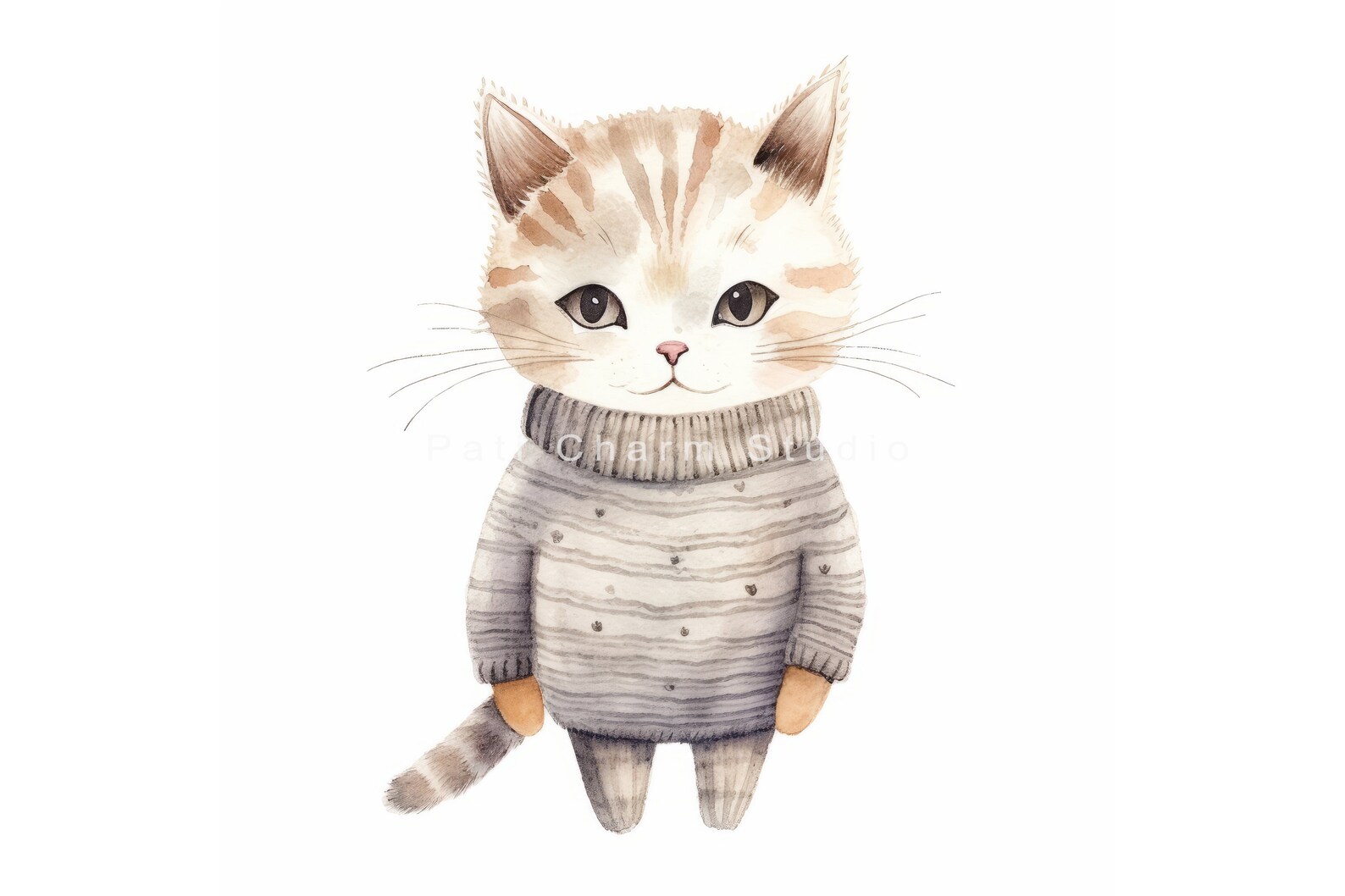 Cute Cat in Sweater Clipart Bundle, High Quality Jpgs, Digital Download ...