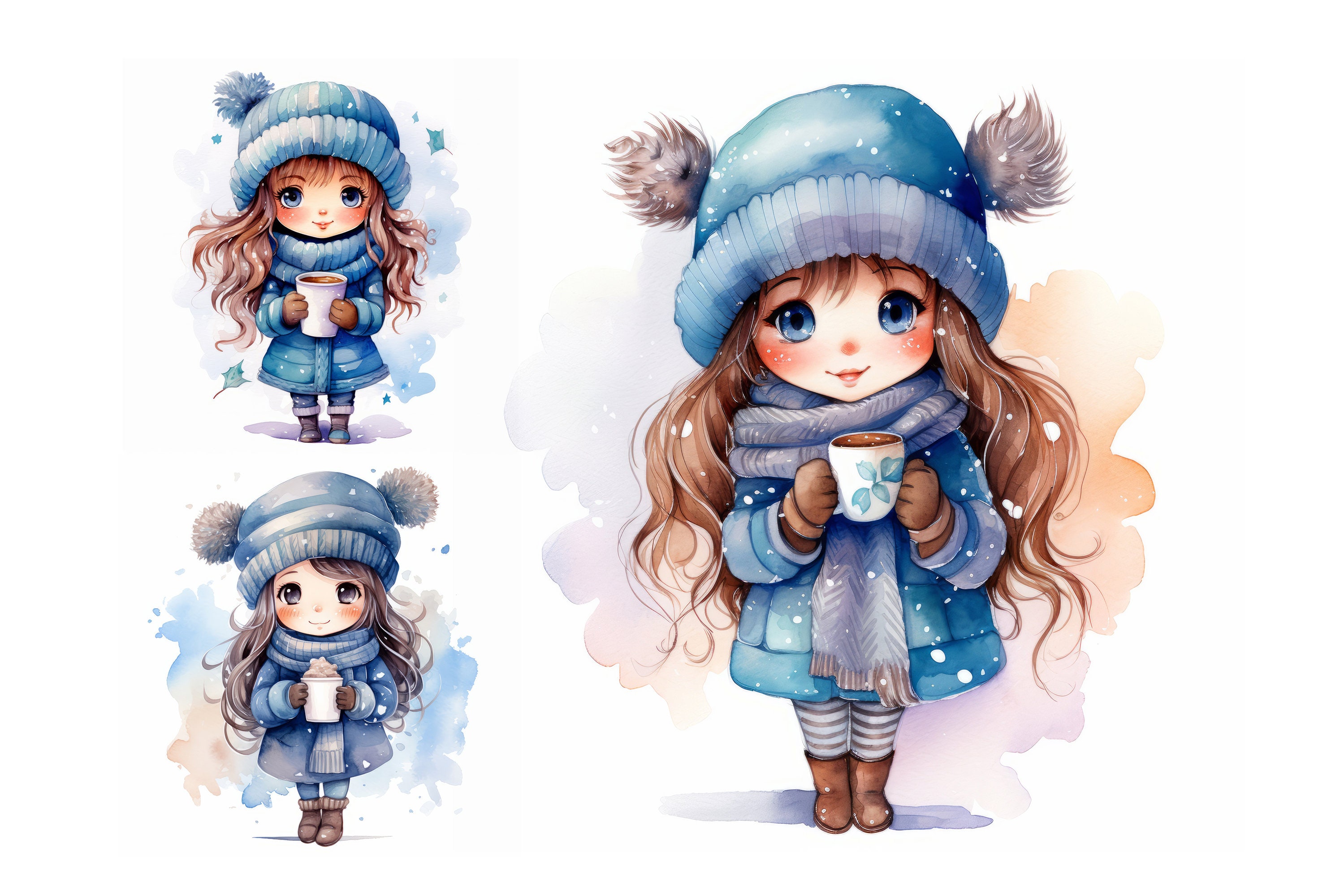 Winter Girl Clipart Bundle, Jpgs, Cute Girl Clipart for Commercial Use ...