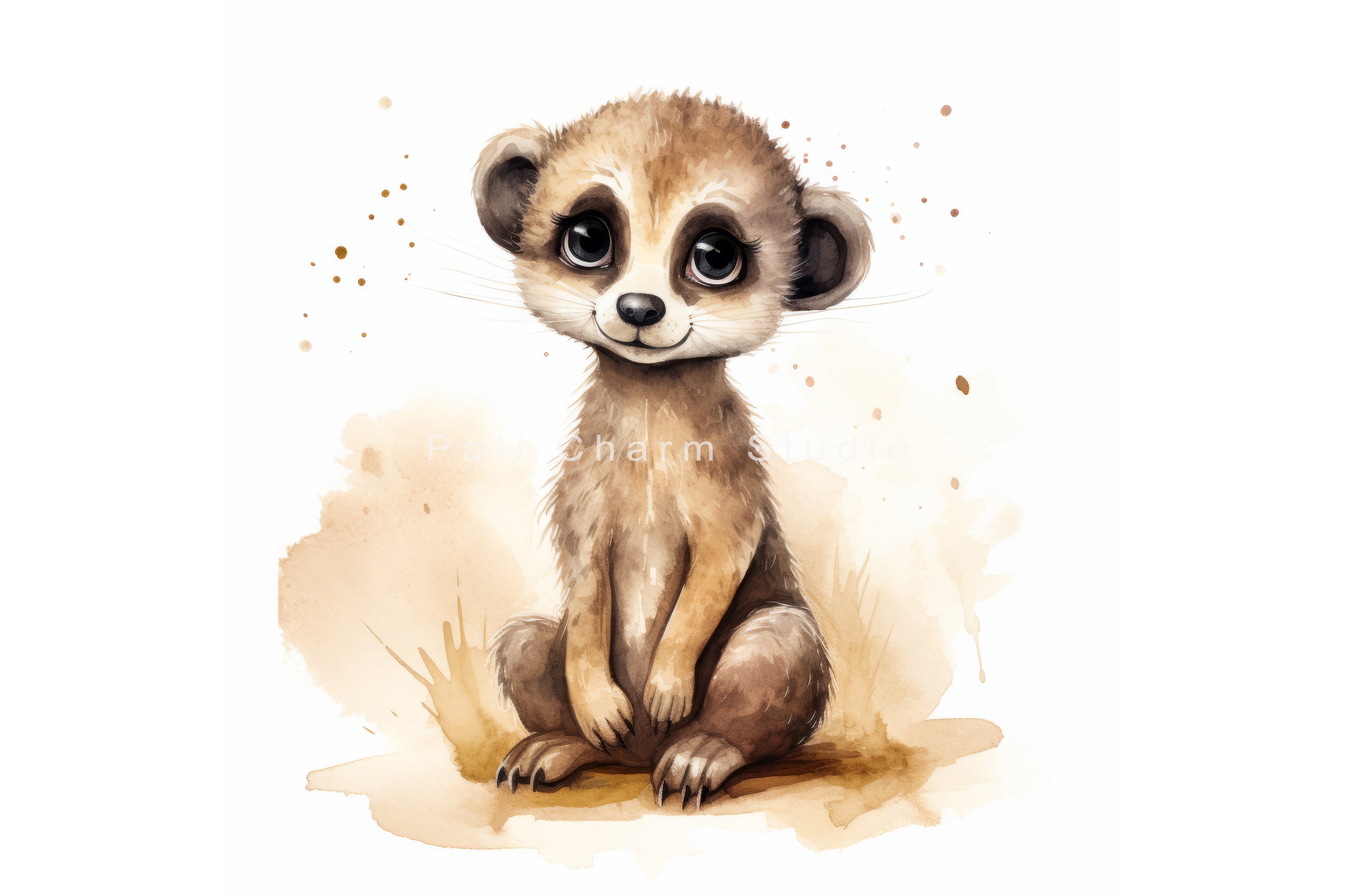 Meerkat Clipart Bundle, Cute Meerkat Clip Art, Watercolor Baby Animals ...