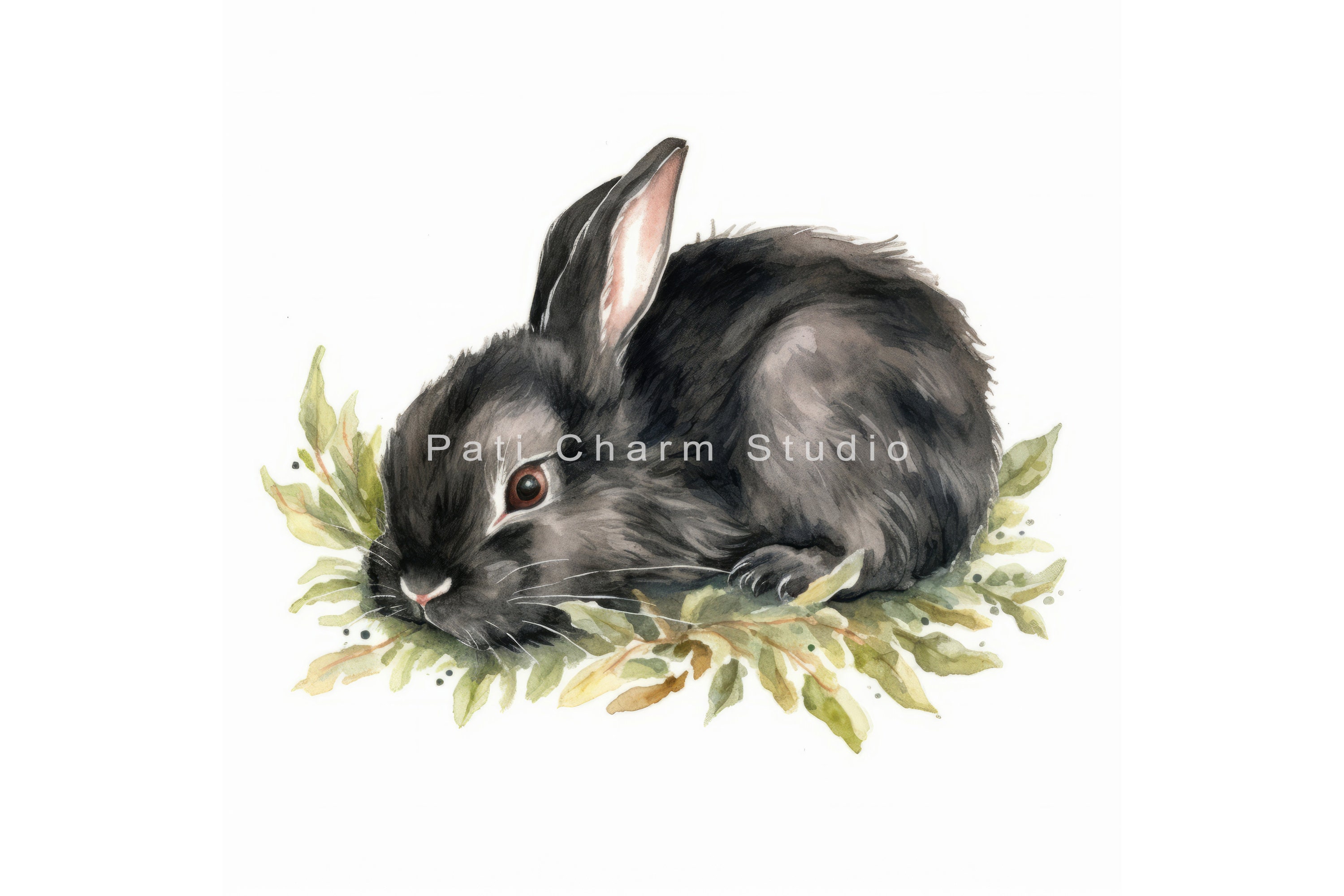 9 Black Bunny With Flower Clipart Bundle, Black Rabbit Clipart, Paper ...