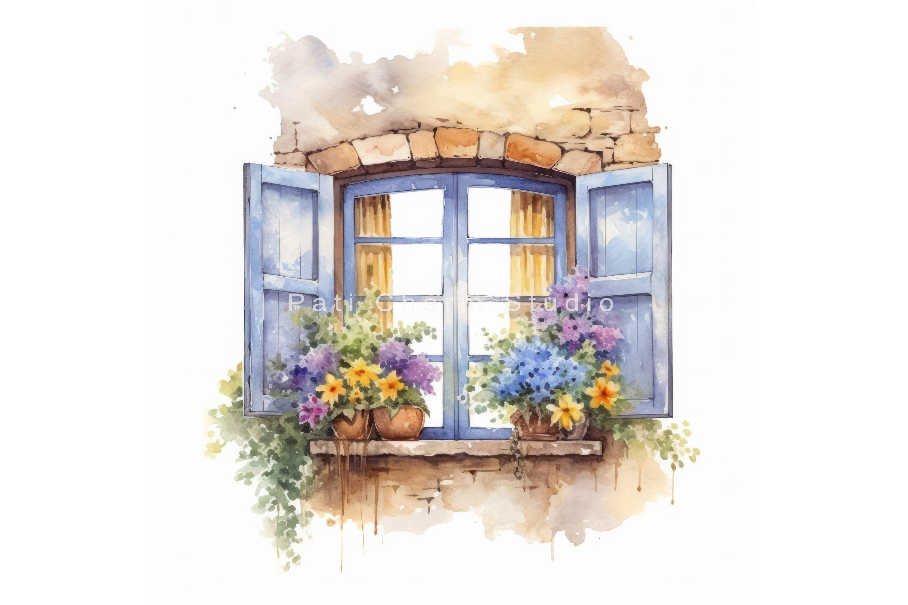 Watercolor Window Clipart Bundle, High Quality Jpgs, Romantic Clipart ...