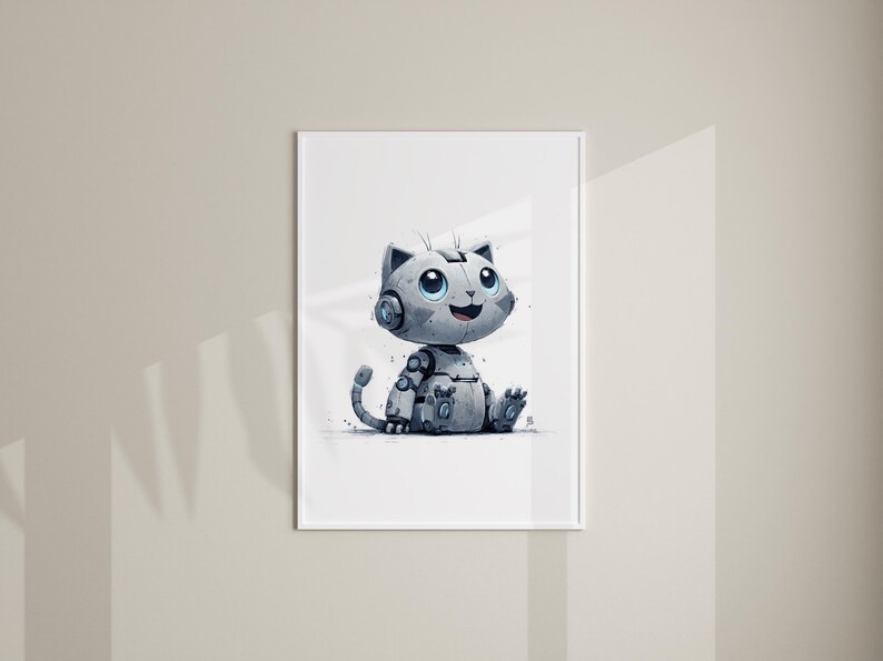 Robotic Cats Clipart Set, Cute Robot Cat Illustrations, High Quality ...