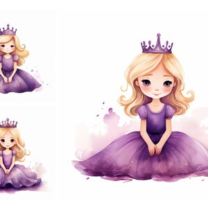 Purple Princess Clipart Bundle, Baby Shower Decor, Its a Girl Clipart ...