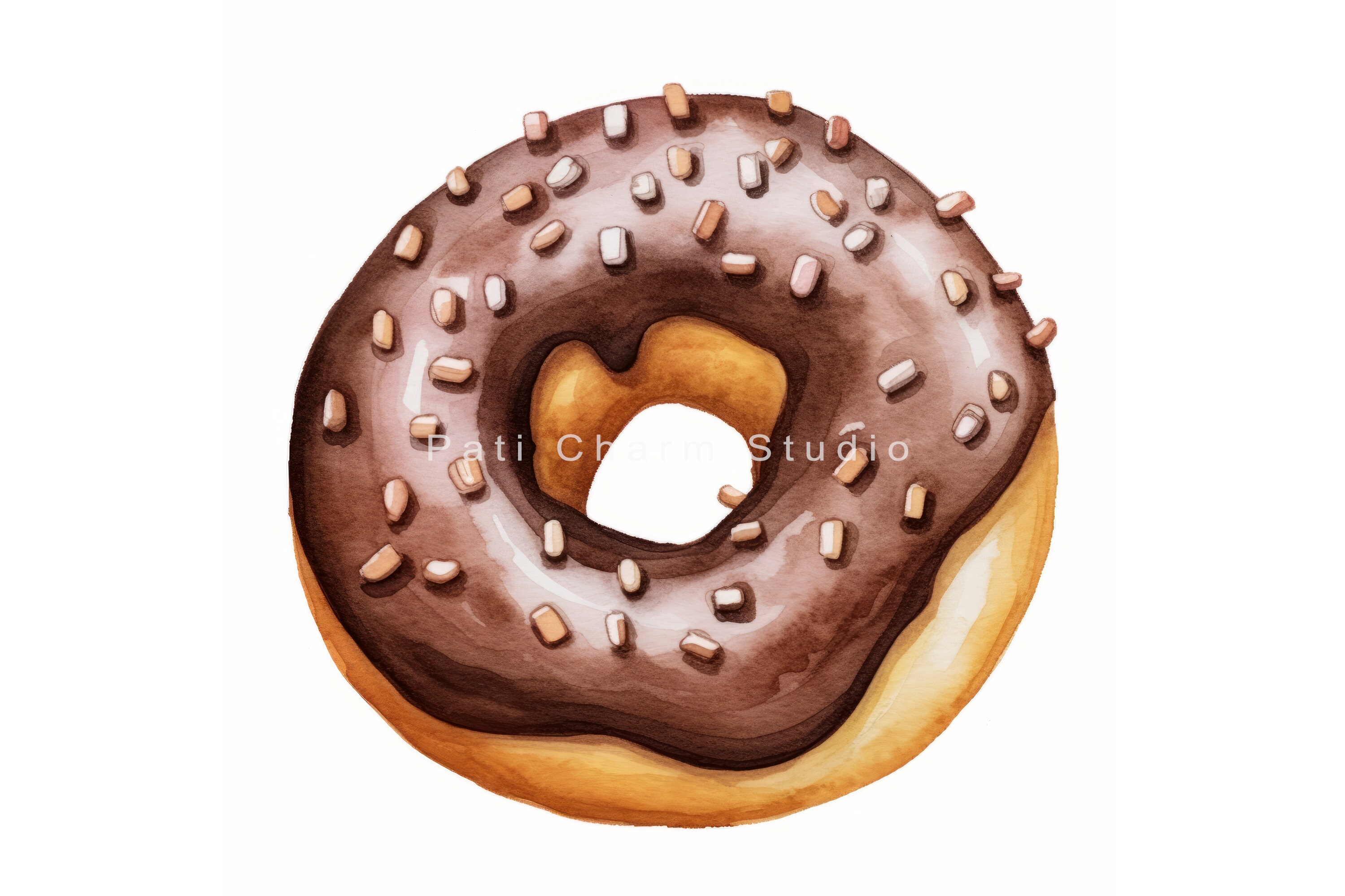 Watercolor Donuts Clipart Set, Sweet Dessert Clipart Bundle for ...