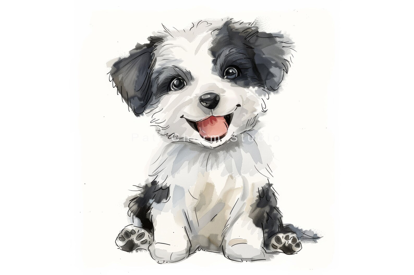 Nursery Cute Dog Clipart Set, Black and White Puppy Clipart, Kids Wall ...