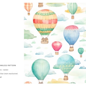 Hot Air Balloon Digital Paper, Printable, Digital Background ...