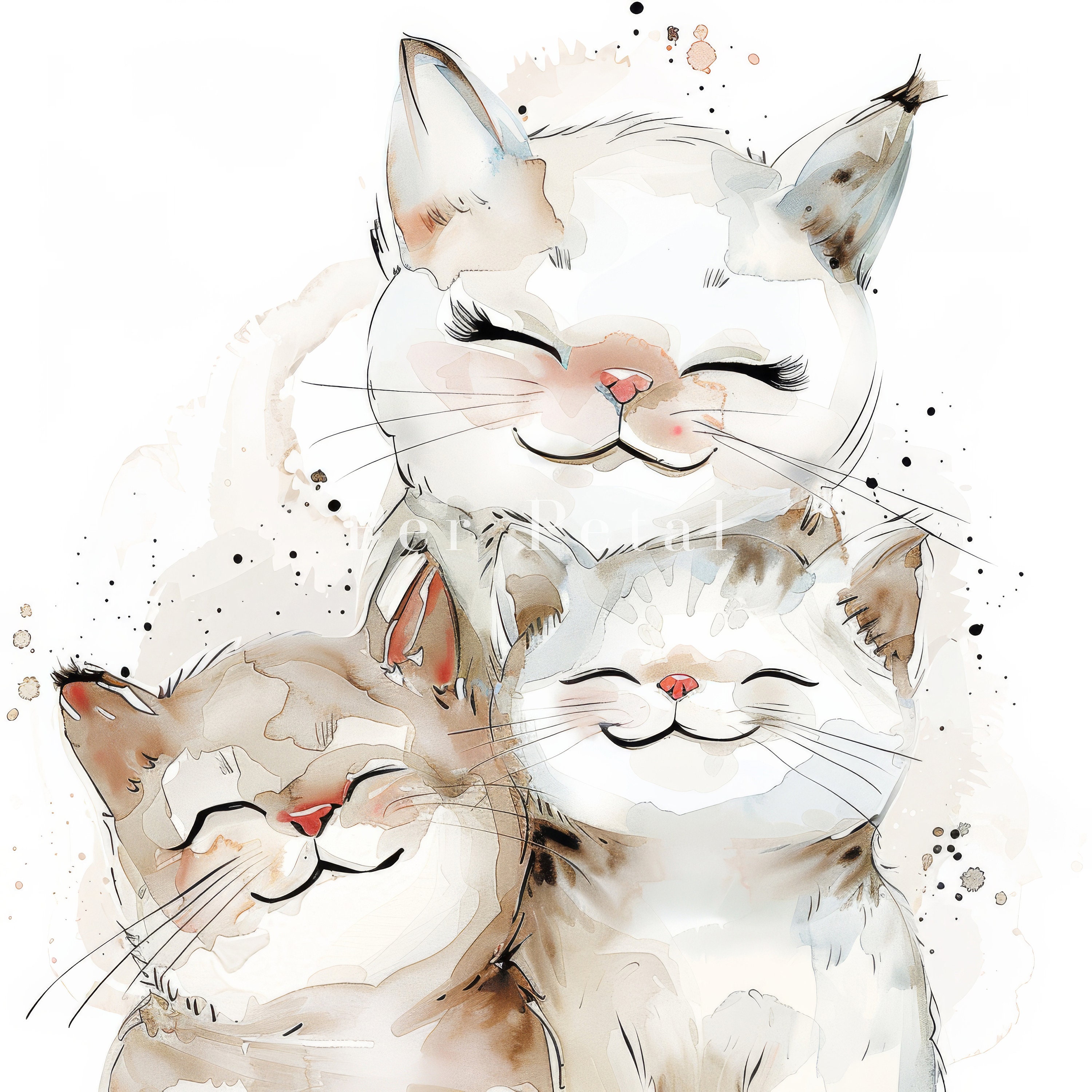 Cat Family Clipart Bundle, Baby Shower Decor, High Quality Jpgs ...