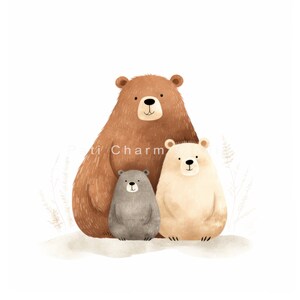 Cute Bear Family Clipart Bundle, High Quality Jpgs, Watercolor Nursery ...