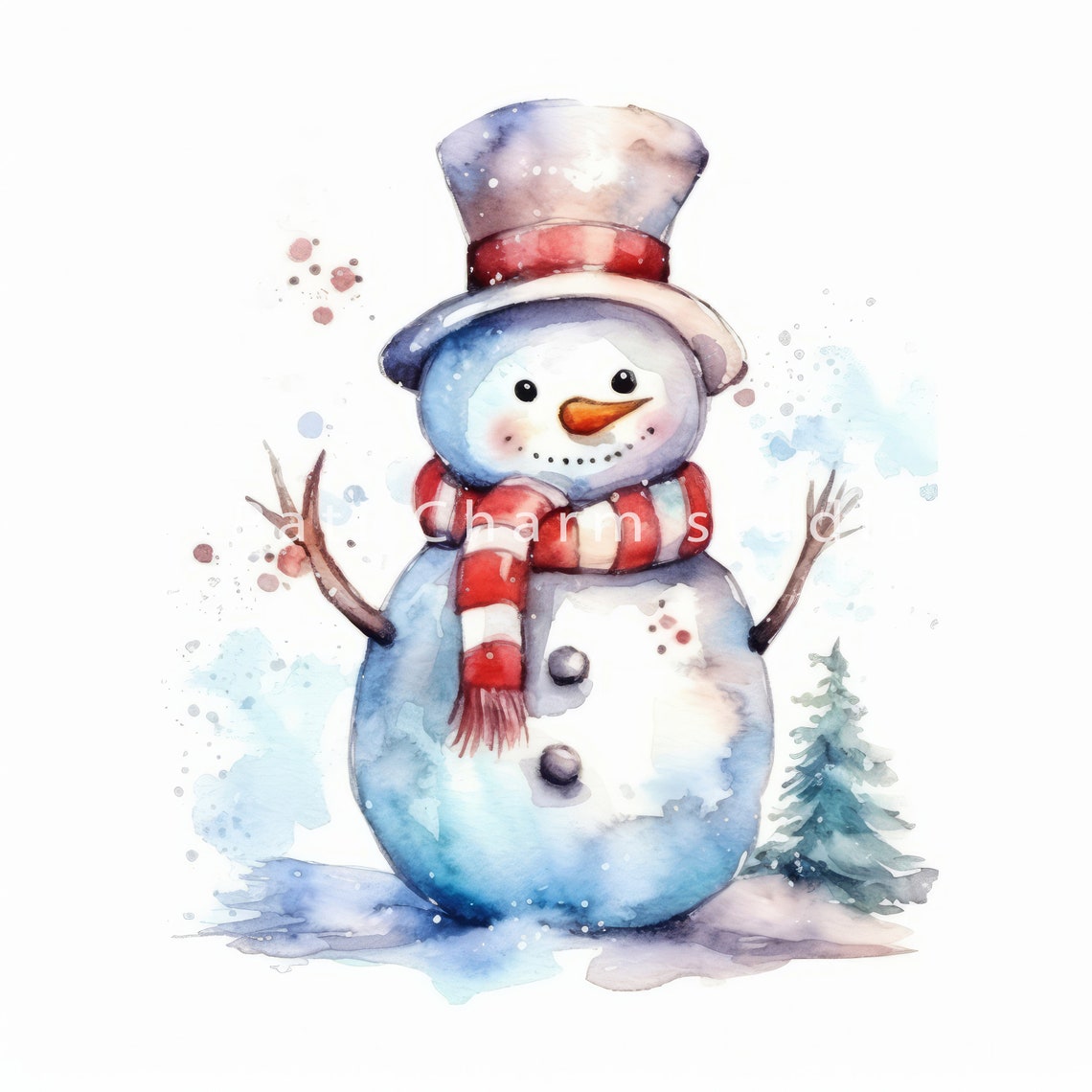 9 Snowman Clipart, Watercolor Christmas for Commercial Use, Cute ...