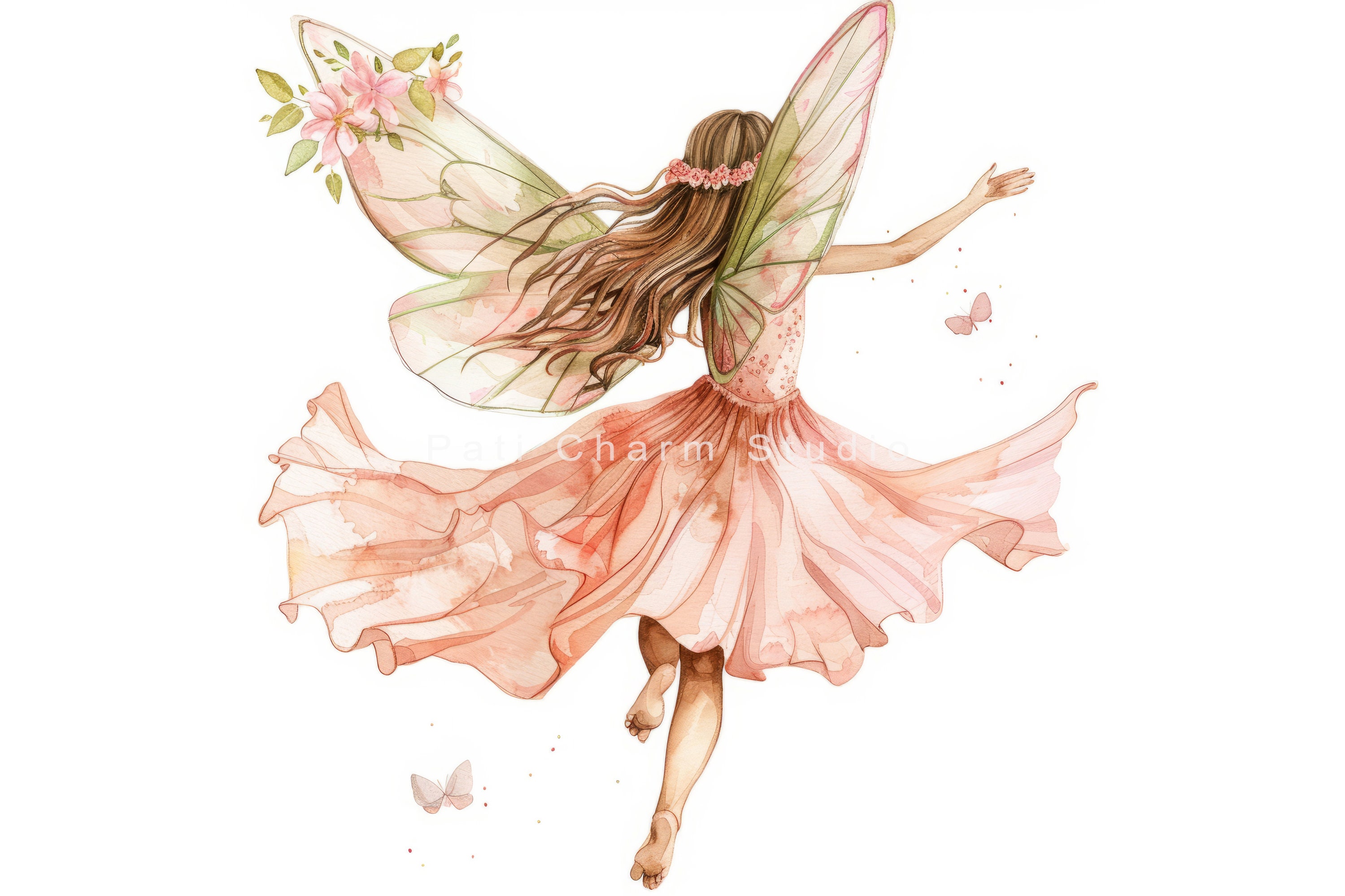Watercolor Fairy Clipart Bundle, Pink Fairy Digital Clipart, Nursery ...