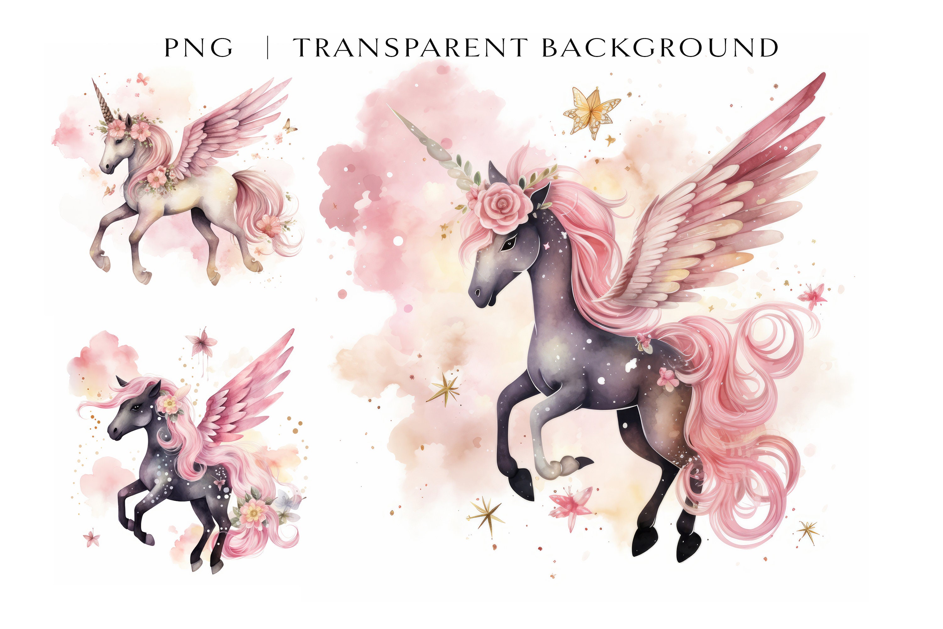 Watercolor Unicorn Clipart Bundle PNG Cute Unicorn Clipart - Etsy