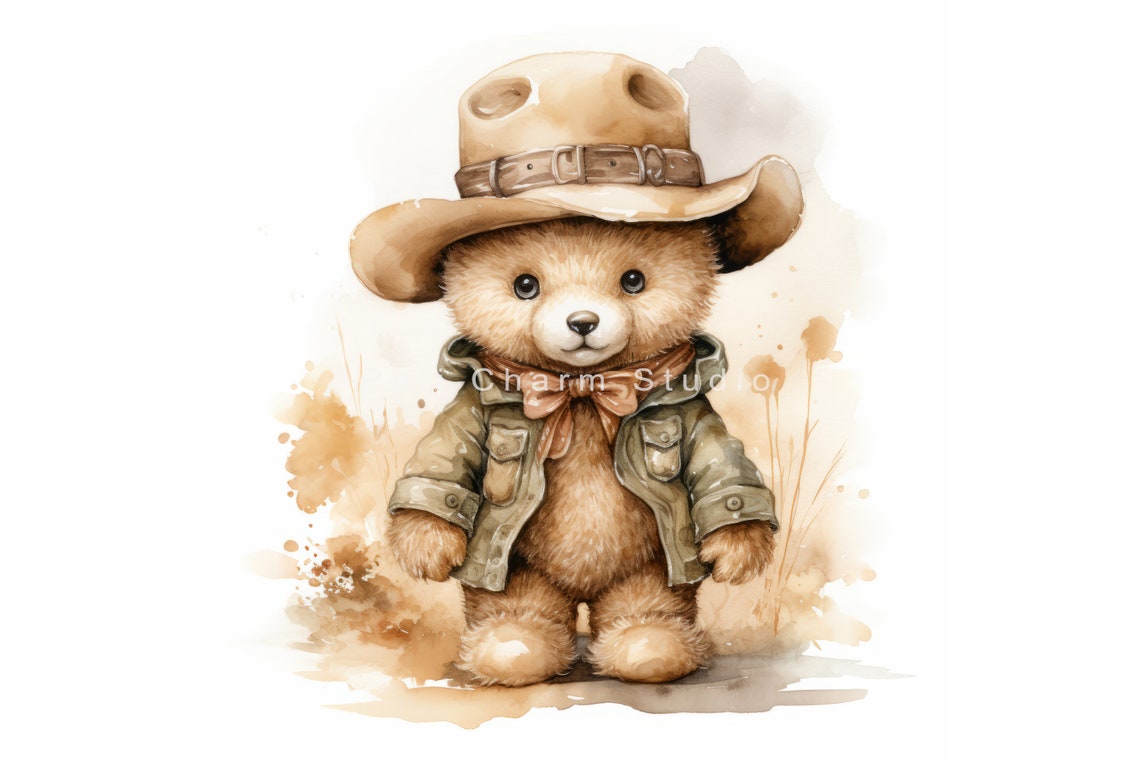 Cowboy Teddy Bear Clipart Bundle High Quality Jpgs Cowboy - Etsy