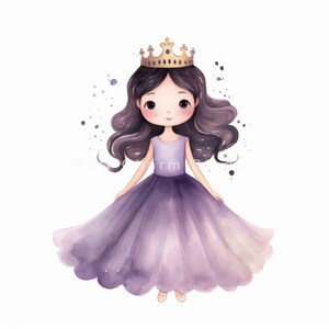 Purple Princess Clipart Bundle, Baby Shower Decor, Its a Girl Clipart ...