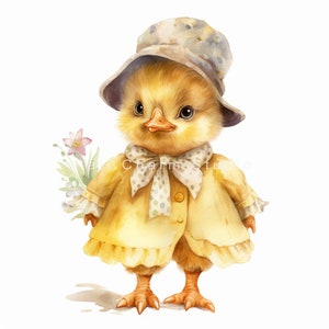 Watercolor Easter Chicken Clipart Set, Digital Planner, Cute Little ...