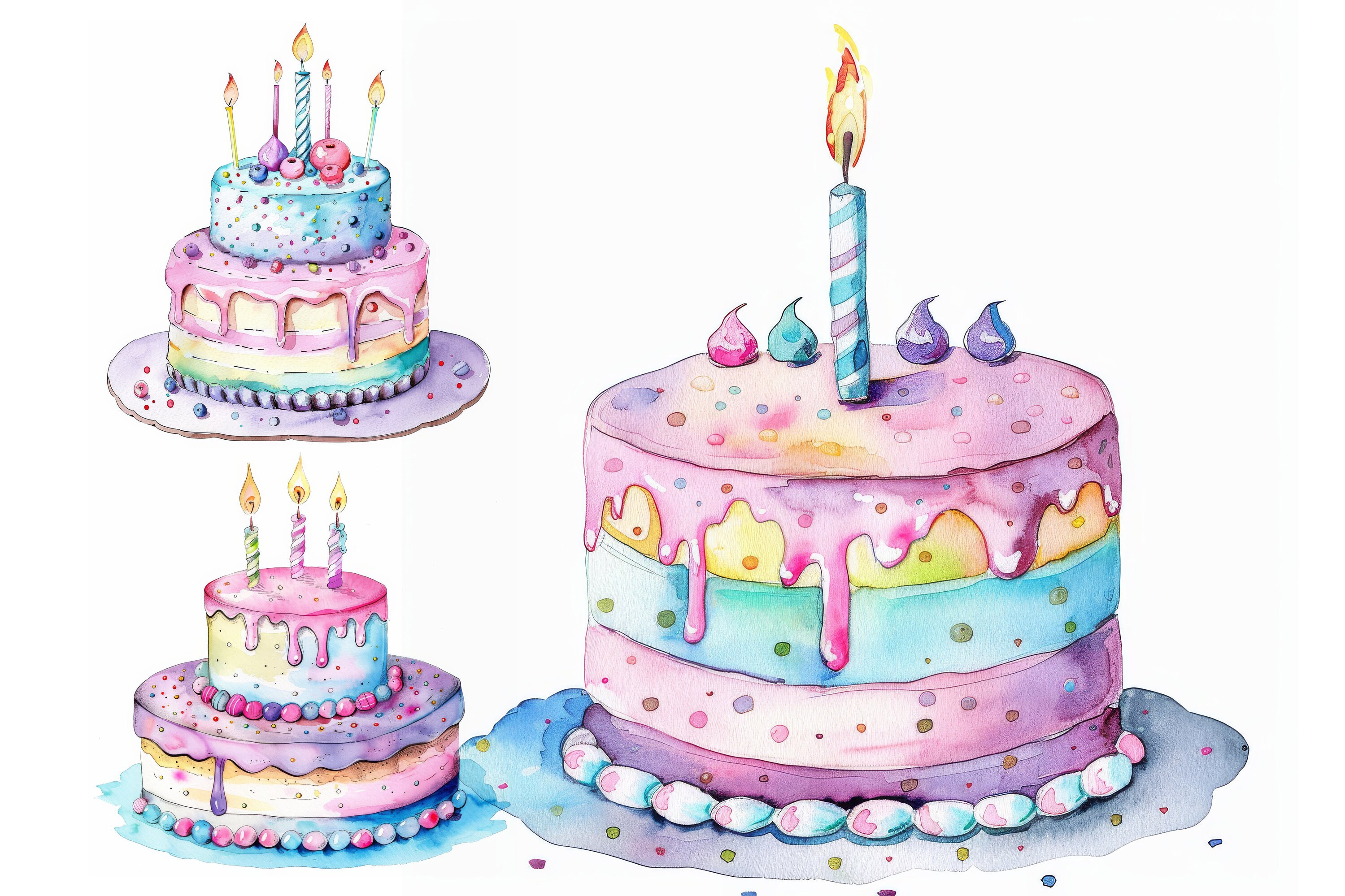Birthday Cake Clipart Bundle, Party Clipart, Journaling, Commercial Use ...