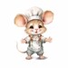 Watercolor Mouse Chef Clipart Bundle JPG, Cute Baking Supplies Clipart ...
