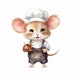 Watercolor Mouse Chef Clipart Bundle JPG, Cute Baking Supplies Clipart ...