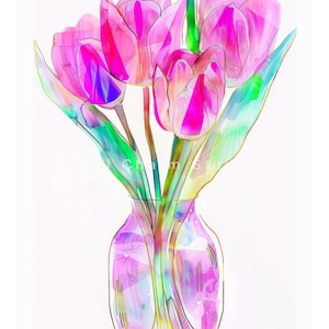 Watercolor Abstract Pink Tulips Clipart Bundle, Flower Clipart, Wedding ...