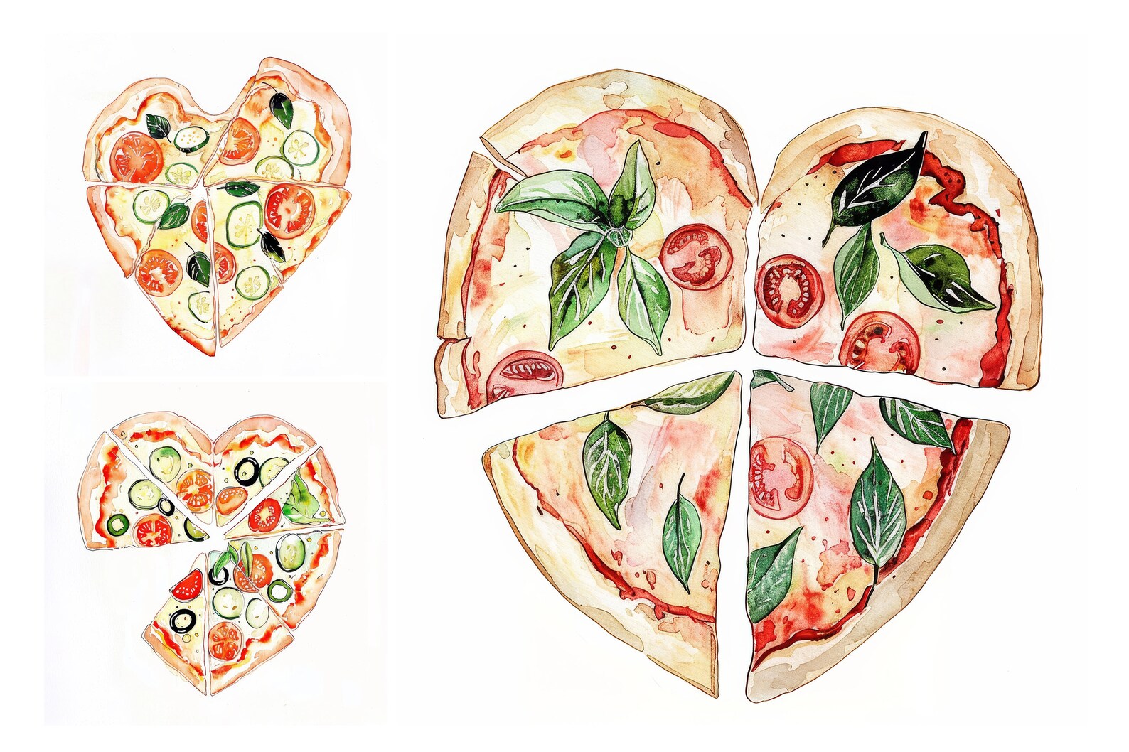 Heart Pizza Clipart Bundle, Italian Food Clipart, Commercial Use ...