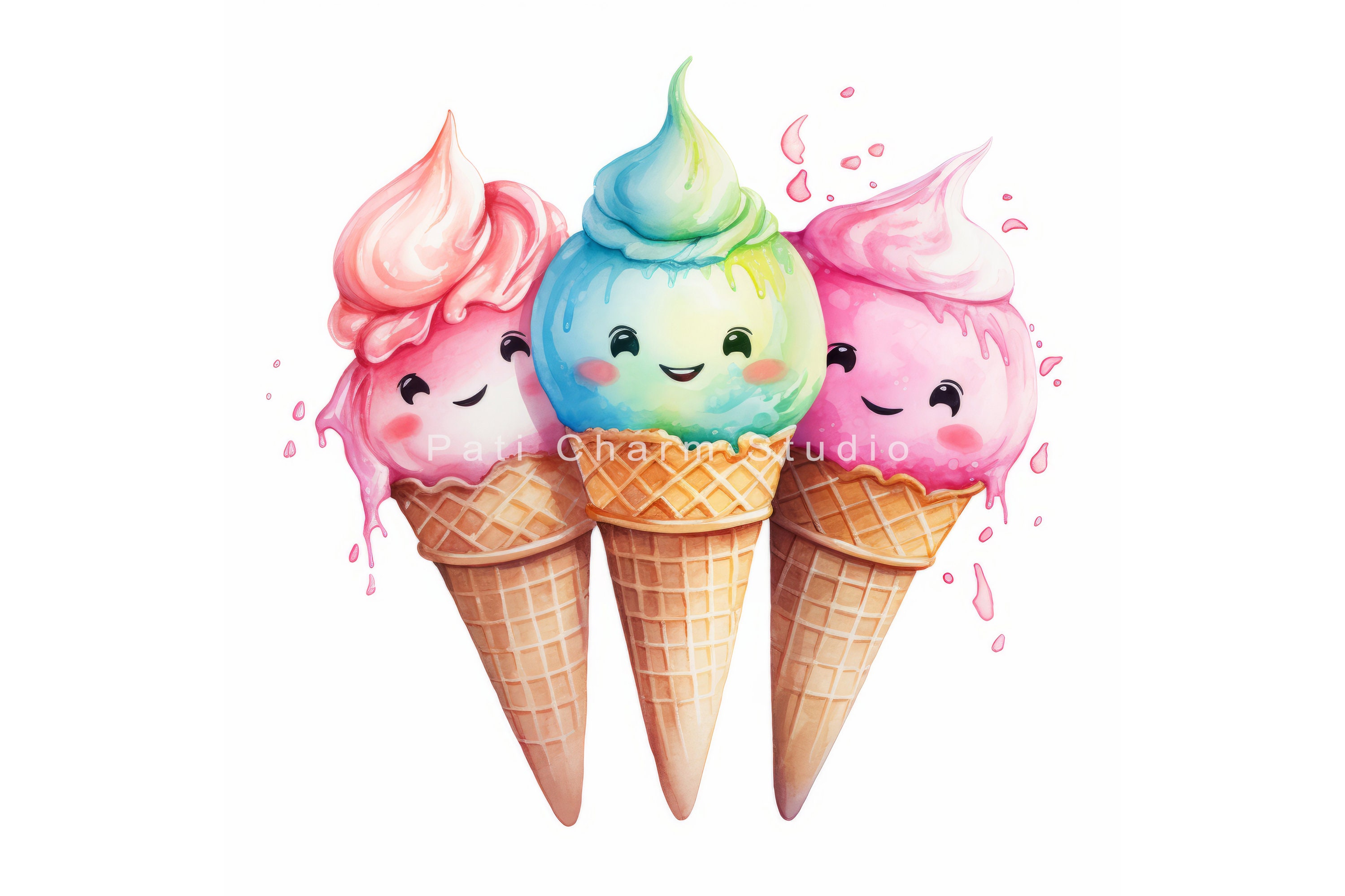 Summer Ice Cream Clipart Bundle, High Quality Jpgs, Digital Download ...