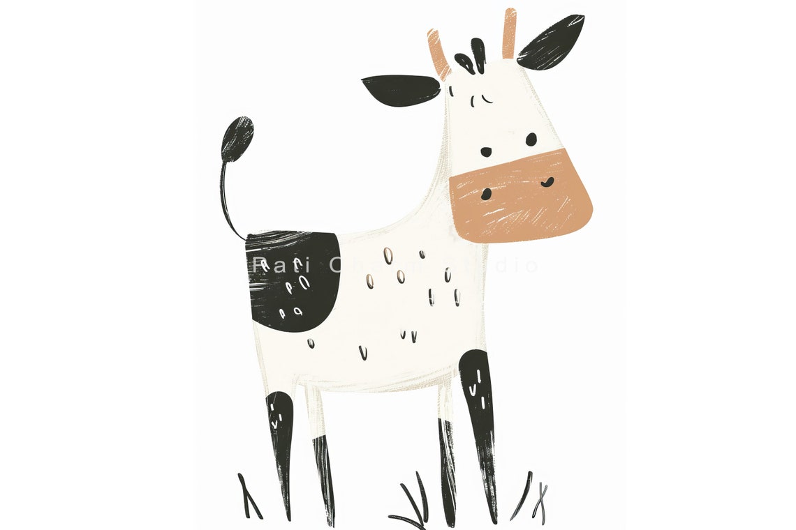 Farm Animal Clipart Set, Cute Cow Clipart, Farm Animal Doodle Clipart ...