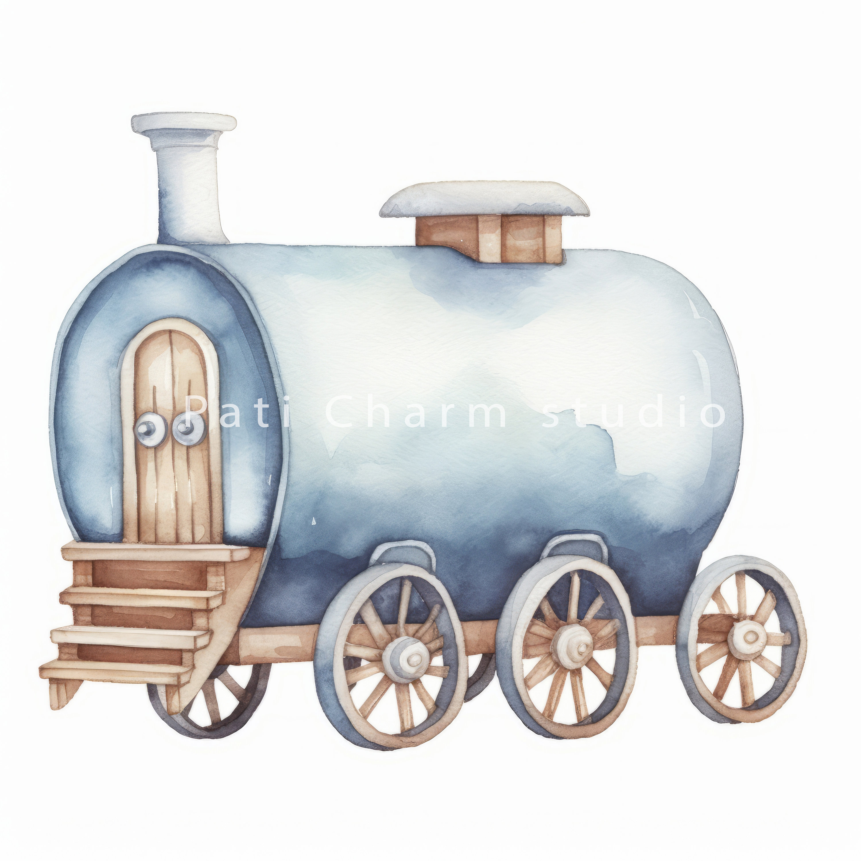Watercolor Train Clipart Bundle, High Quality Jpgs, Nursery Wall Art ...