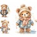 Winter Teddy Bear Clipart, High Quality Jpgs, Watercolor Clipart, Christmas Clipart Bundle ...