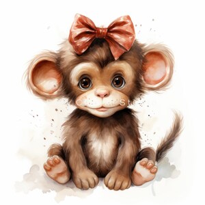Watercolor Monkey Clipart Bundle, High Quality Jpgs, Card Making, Baby ...