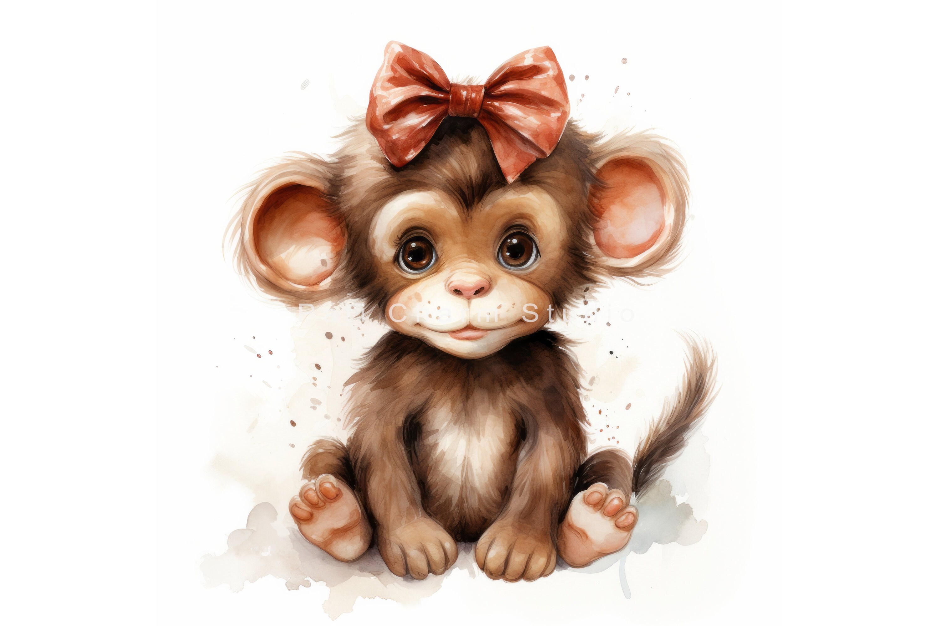 Watercolor Monkey Clipart Bundle, High Quality Jpgs, Card Making, Baby ...