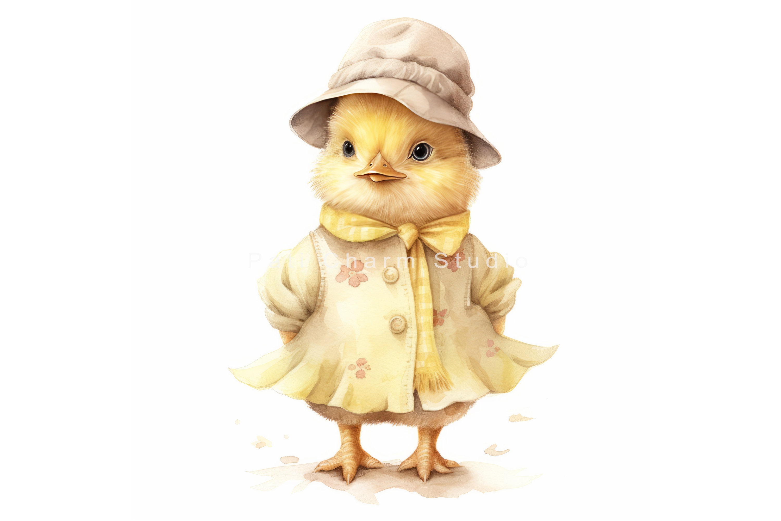 Watercolor Easter Chicken Clipart Set, Digital Planner, Cute Little ...