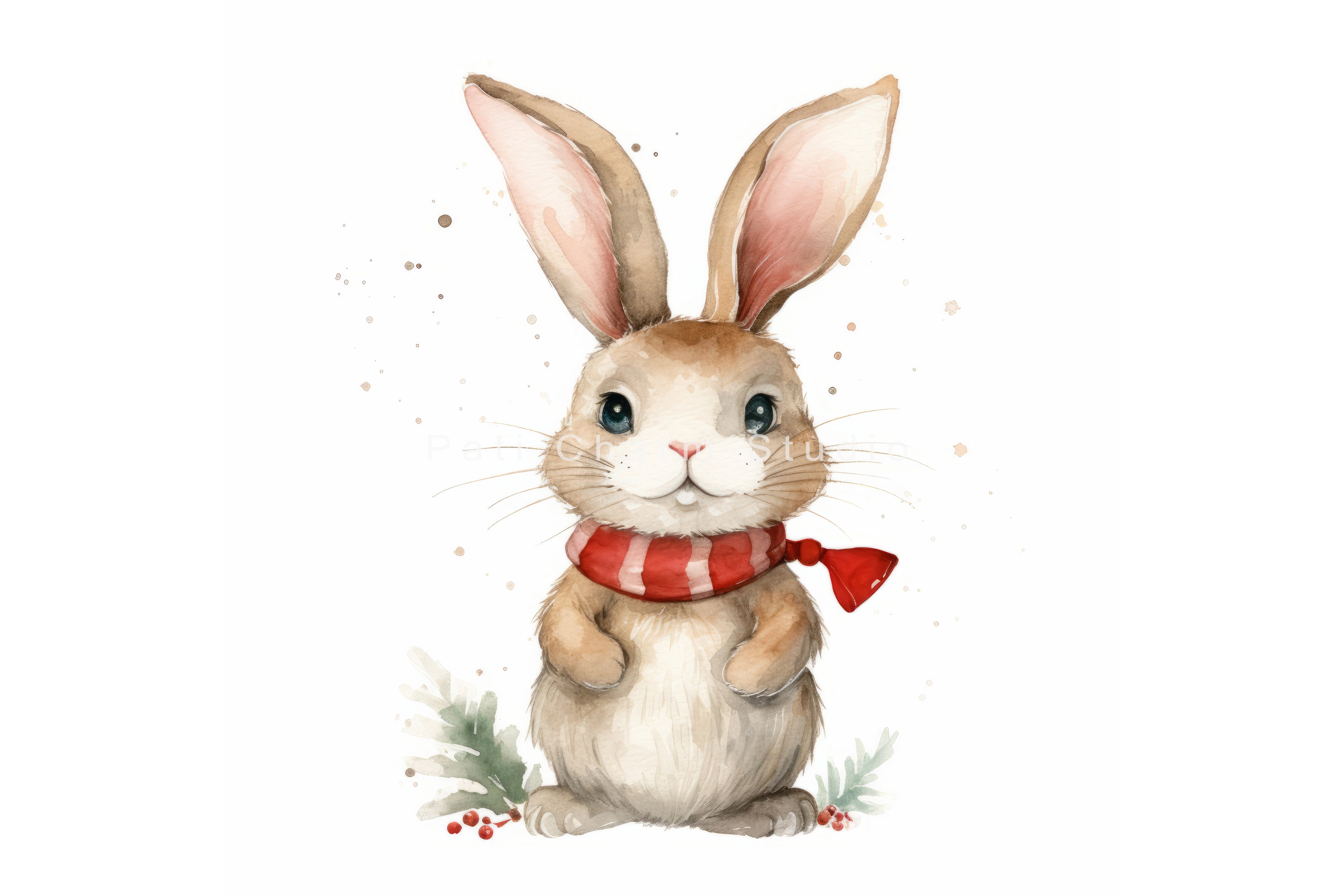 Watercolor Santa Rabbit Clipart Bundle, High Quality Jpgs, Christmas ...