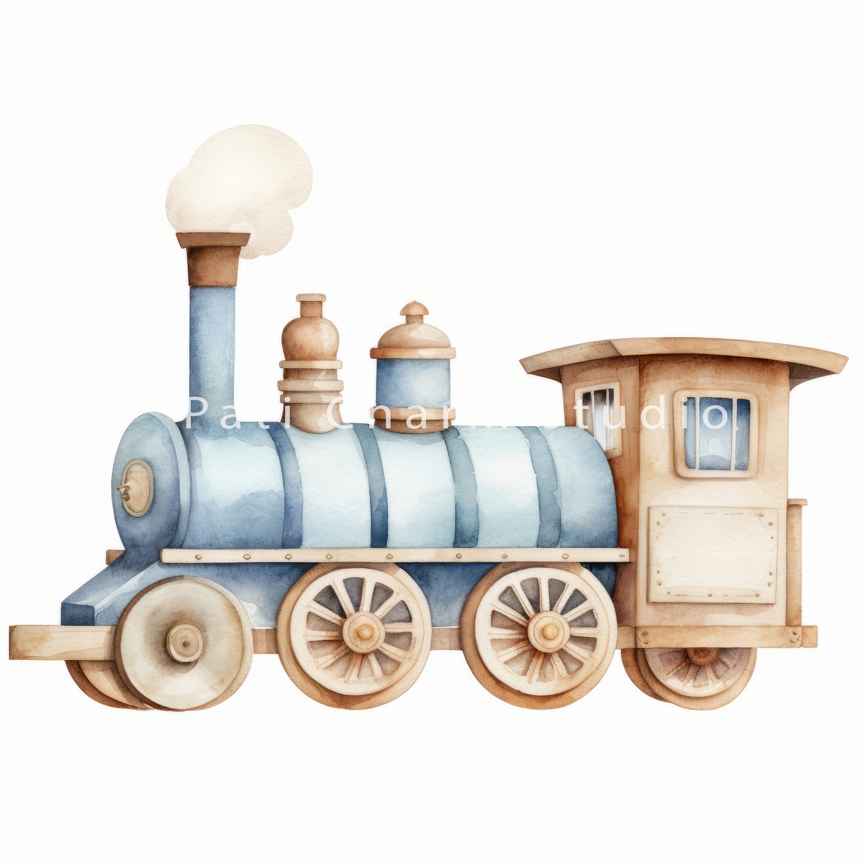 Watercolor Train Clipart Bundle, High Quality Jpgs, Nursery Wall Art ...