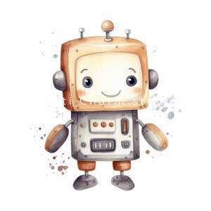 Vintage Robots Clipart - Nursery Wall Art - High Resolution JPG - Baby ...