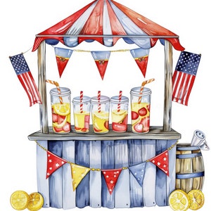 4th of July Clipart Bundle, Watercolor Independence USA Clipart ...