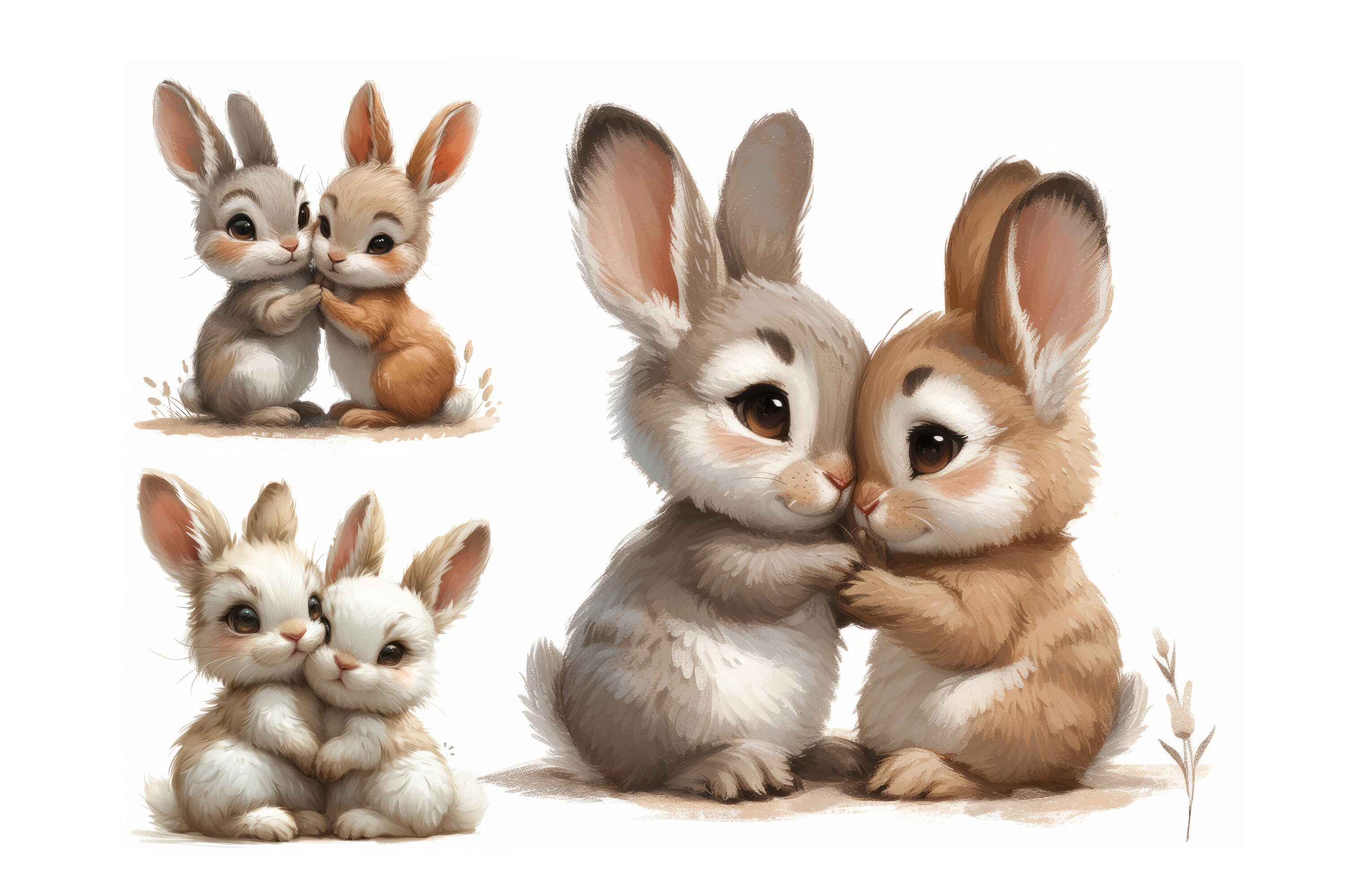 Bunnies in Love Clipart Bundle, Scrapbooking, Digital Download ...