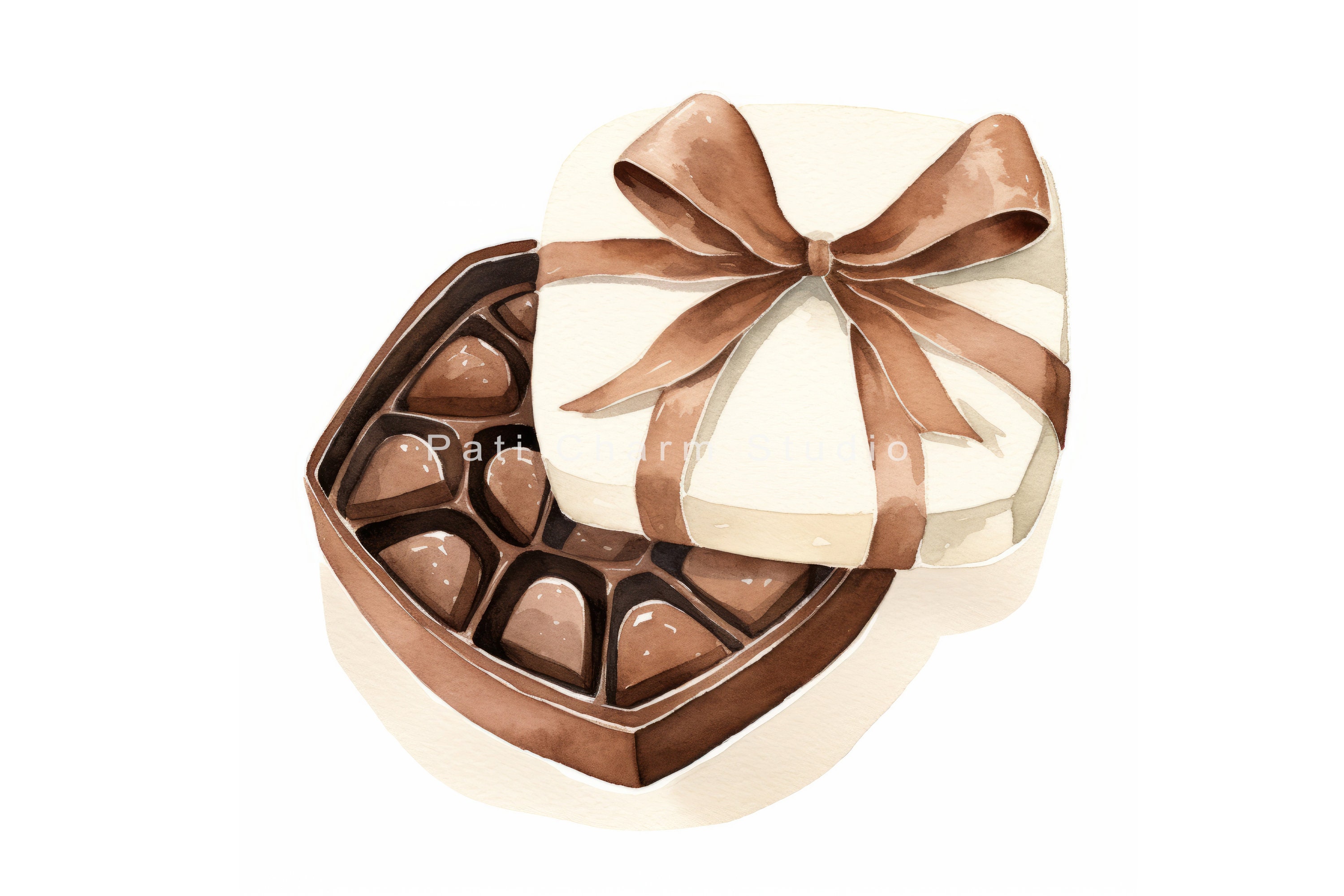 Watercolor Chocolate Clipart Bundle, Box of Chocolate Clip Art, Sweet ...